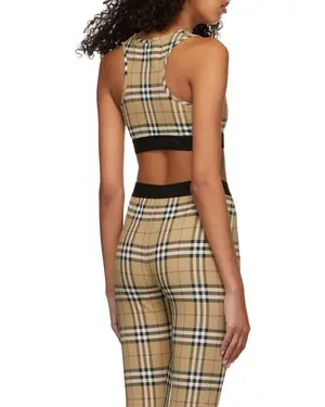 Burberry Logo Detailed Vintage Checked Bra Top - White