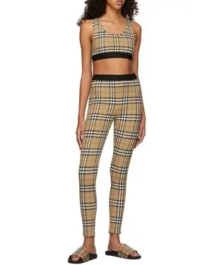 Burberry Logo Detailed Vintage Checked Bra Top - White