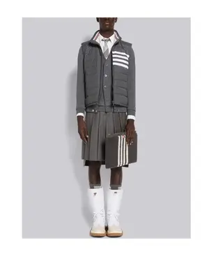 Thom Browne Down-filled Ski Vest With Four-bar Detail - Medium Gray