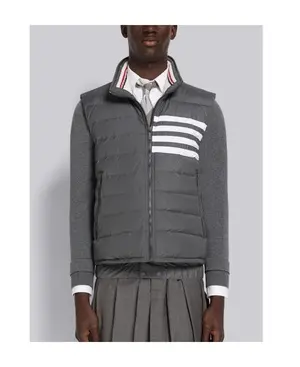 Thom Browne Down-filled Ski Vest With Four-bar Detail - Medium Gray
