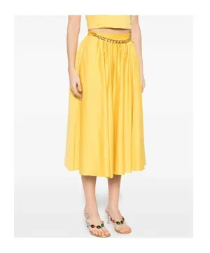 Elisabetta Franchi Midi Skirt With Chain Detail - Yellow