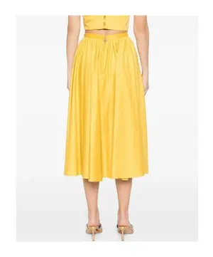Elisabetta Franchi Midi Skirt With Chain Detail - Yellow