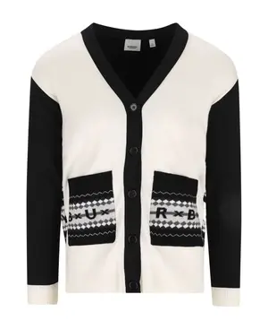 Burberry Fair Isle-knit Wool Cardigan - Black