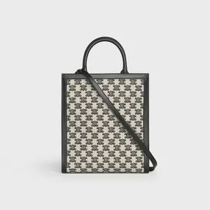 Celine Small Vertical Cabas Textile With Triomphe Embroidery