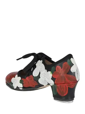 Comme Des Garçons Floral Lace-up Flat Pumps - Multicolor