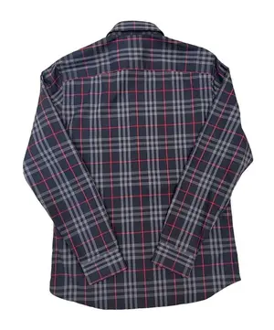 Burberry Slim Fit Check Stretch Cotton Shirt - Black