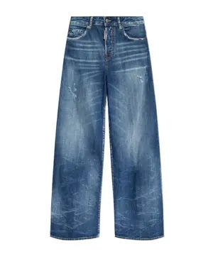 Dsquared2 Distressed Wide-leg Denim Jeans