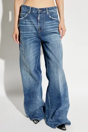 Dsquared2 Distressed Wide-leg Denim Jeans