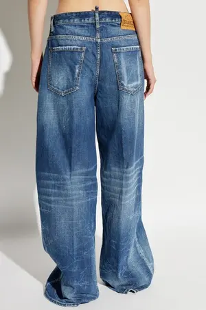 Dsquared2 Distressed Wide-leg Denim Jeans