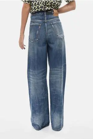 Dsquared2 Distressed Wide-leg Denim Jeans