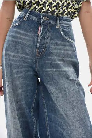 Dsquared2 Distressed Wide-leg Denim Jeans