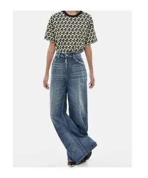 Dsquared2 Distressed Wide-leg Denim Jeans