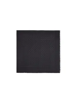 Gucci GG Silk Wool Lamé Shawl Black