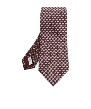 FERRAGAMO Printed Silk Neck Tie - Red