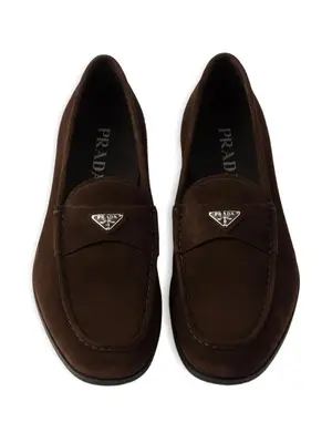 Prada Slip-on Suede Loafers - Dark Brown