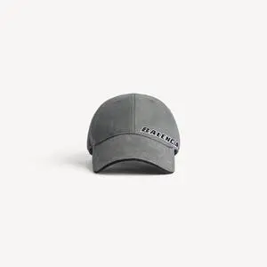 Balenciaga Logo Embroidered Baseball Cap - Gray