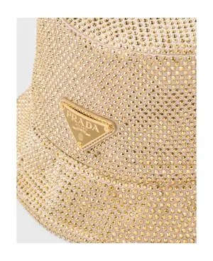 Prada Crystal Embellished Satin Bucket Hat