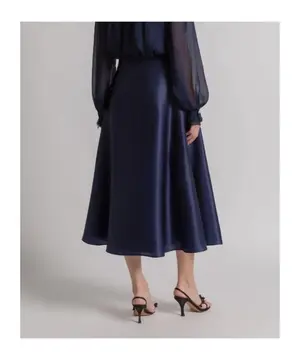 Alberta Ferretti Satin Organza A-line Skirt - Blue