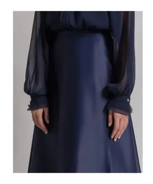 Alberta Ferretti Satin Organza A-line Skirt - Blue