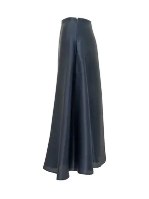 Alberta Ferretti Satin Organza A-line Skirt - Blue