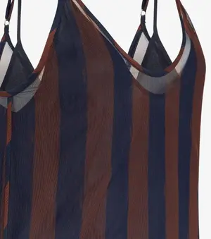 Fendi Pequin Stripe Tulle Maxi Dress