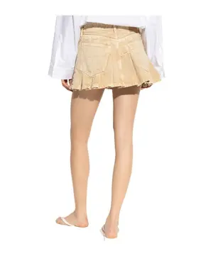 Balenciaga Pleated Denim Mini Skirt - Nude