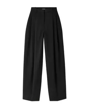 Jacquemus Pleated Wide-leg Trousers - Black