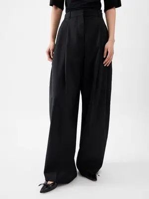 Jacquemus Pleated Wide-leg Trousers - Black