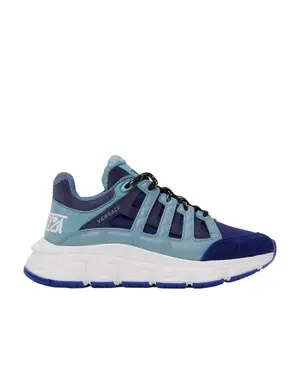 Versace Trigreca Leather Sneakers - Blue