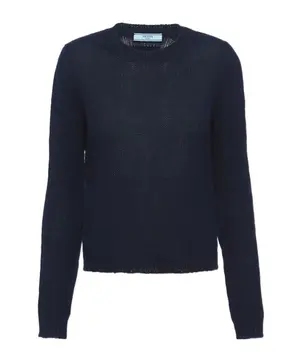 Prada Crewneck Knitted Jumper - Blue