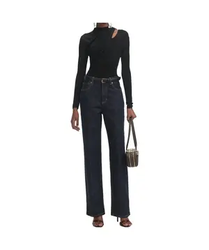 SELF-PORTRAIT Viscose Knit Cut-out Top