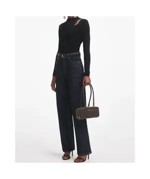 SELF-PORTRAIT Viscose Knit Cut-out Top