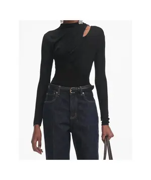 SELF-PORTRAIT Viscose Knit Cut-out Top