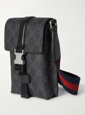 Gucci Monogrammed Buckle Detailed Clutch Bag - Black
