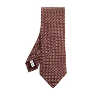 FERRAGAMO Pointed Tie With All-over Pattern - Red