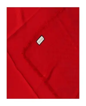 Gucci Silk Wool Gg Jacquard Shawl - Red