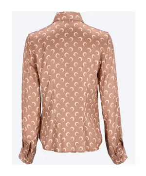 MARINE SERRE Crescent Moon Graphic Long Sleeve Shirt - Nude