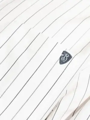 Burberry Logo Embroidered Striped Shirt