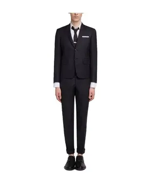 Thom Browne Super 120s Twill Suit With Tie - Black