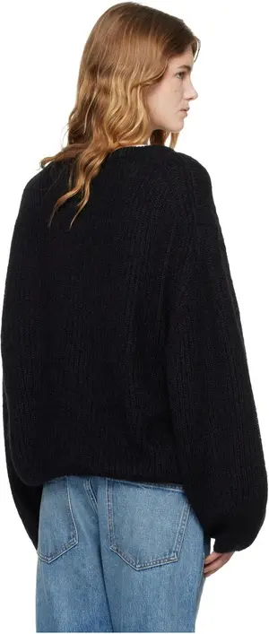 TOTEME Crewneck Ribbed Knit Pullover - Black
