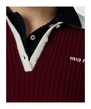 Miu Miu Long-sleeved Knitted Polo Shirt