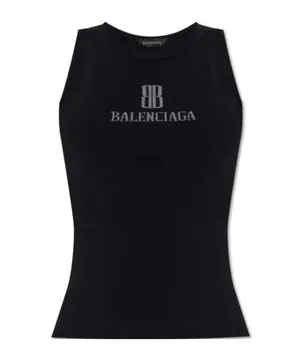 Balenciaga Bb Logo Tank Top - Black