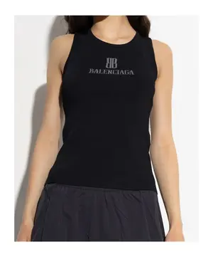 Balenciaga Bb Logo Tank Top - Black