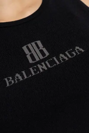 Balenciaga Bb Logo Tank Top - Black