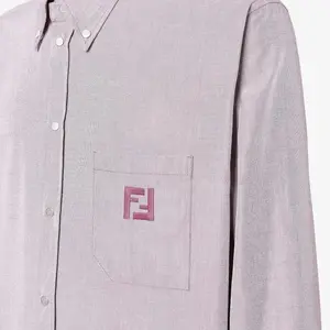 Fendi Logo Embroidered Bown-down Oxford Shirt - White