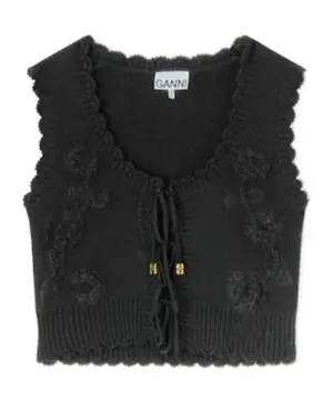 GANNI Crocheted Appliqué Vest