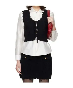 GANNI Crocheted Appliqué Vest