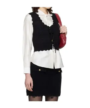 GANNI Crocheted Appliqué Vest