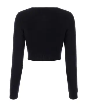 JIL SANDER V-neck Knitted Crop Top