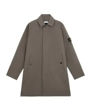 Stone Island Buttoned Coat With Classic Collar - Walnut Brown